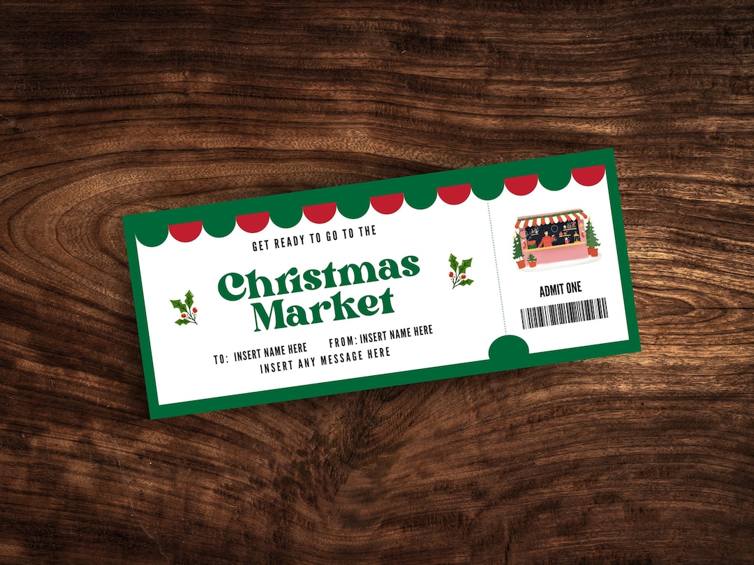 Editable Christmas Market Ticket Template, Custom Christmas Market ...