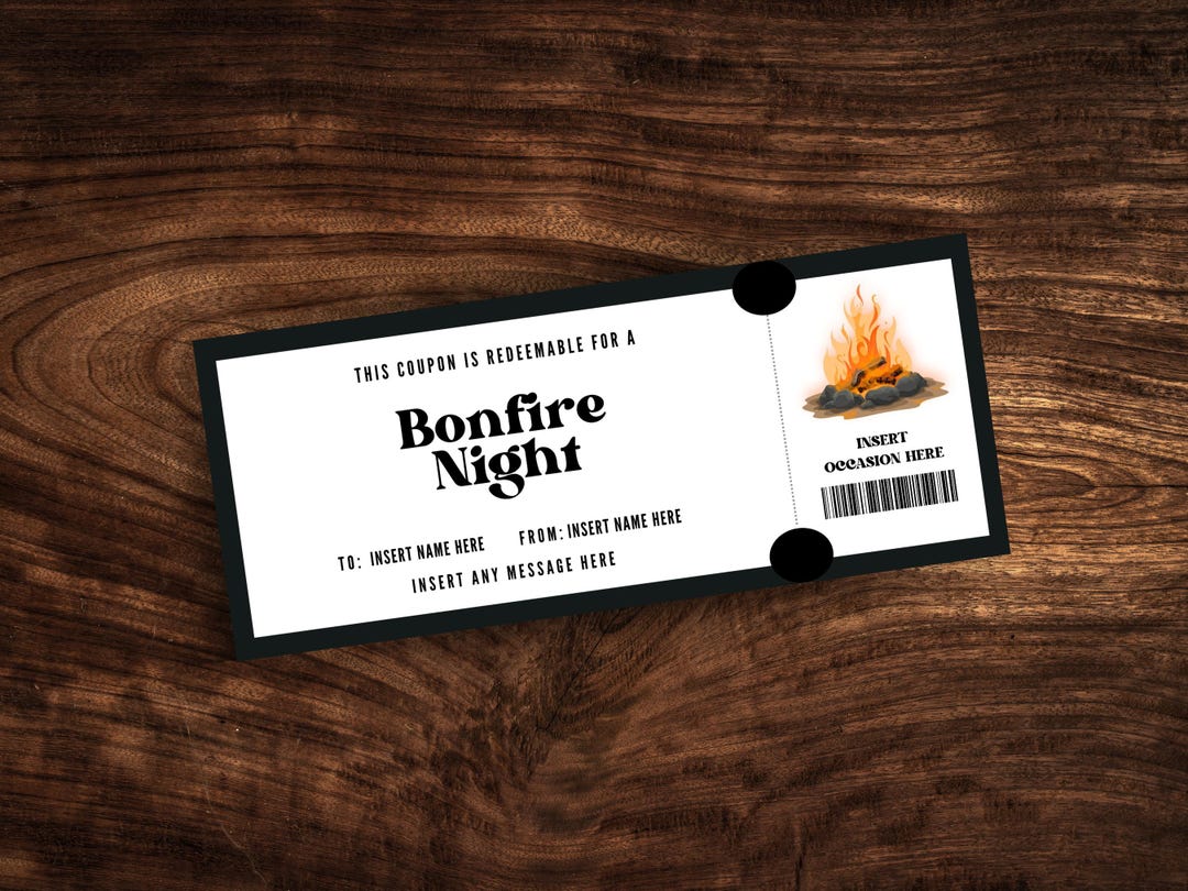 Editable Bonfire Night Coupon, Custom Bonfire Invitation, Digital ...