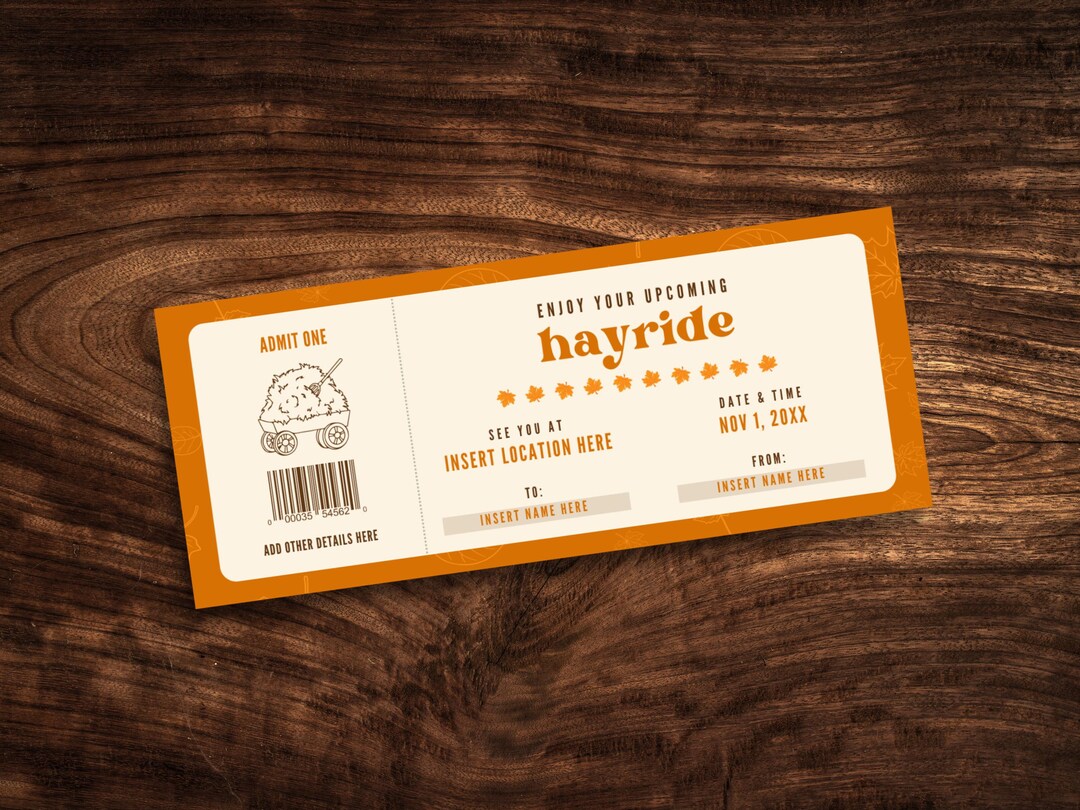 Editable Hayride Coupon, Custom Fall Hayride Ticket Template, Printable ...