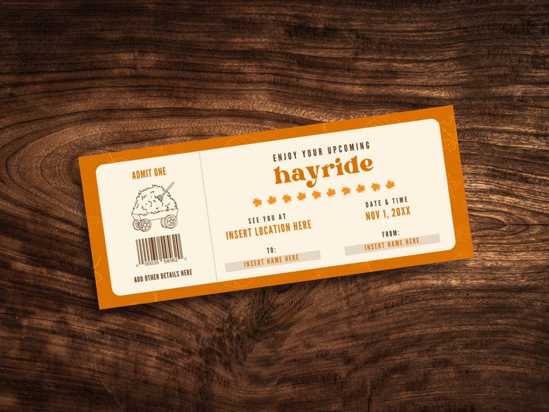 Editable Hayride Coupon, Custom Fall Hayride Ticket Template, Printable ...