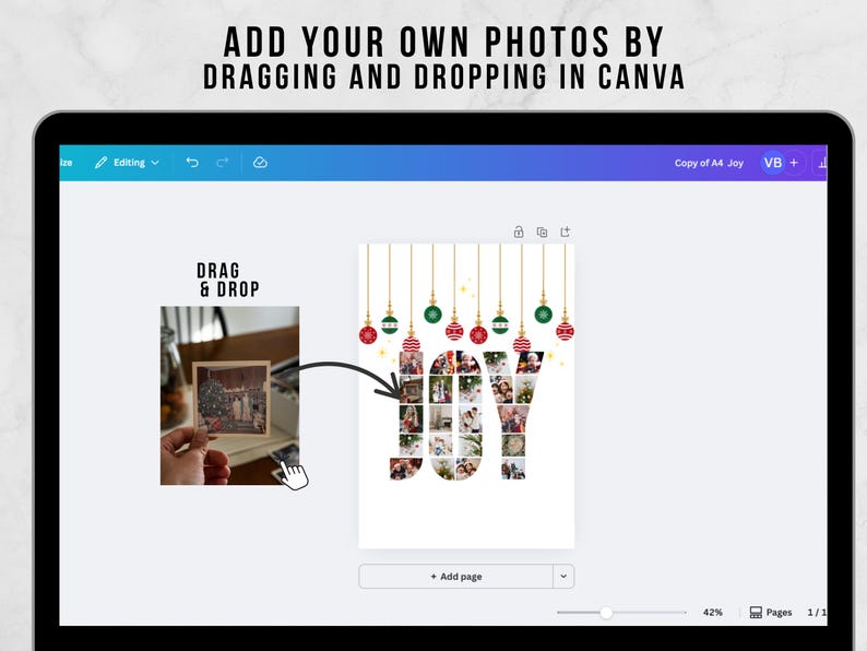 Editable "joy" Photo Collage Template, Custom Christmas Photo Collage ...