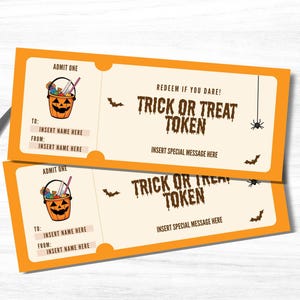 Editable Trick or Treat Token Coupon, Printable Halloween Candy ...