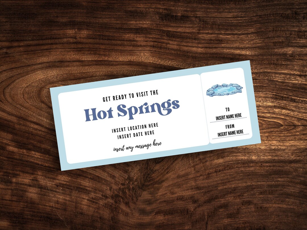 Editable Hot Springs Coupon, Printable Hot Springs Spa Ticket Voucher ...