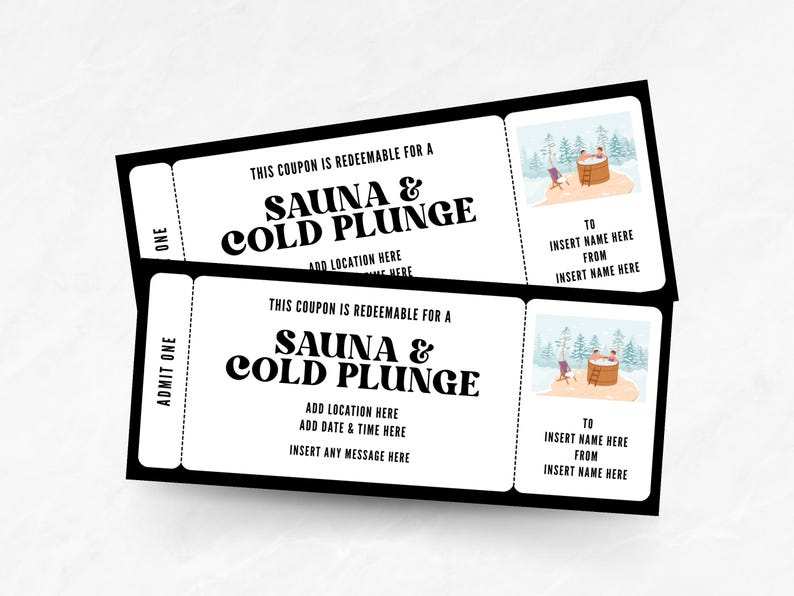 Editable Sauna & Cold Plunge Coupon, Printable Sauna and Ice Bath ...