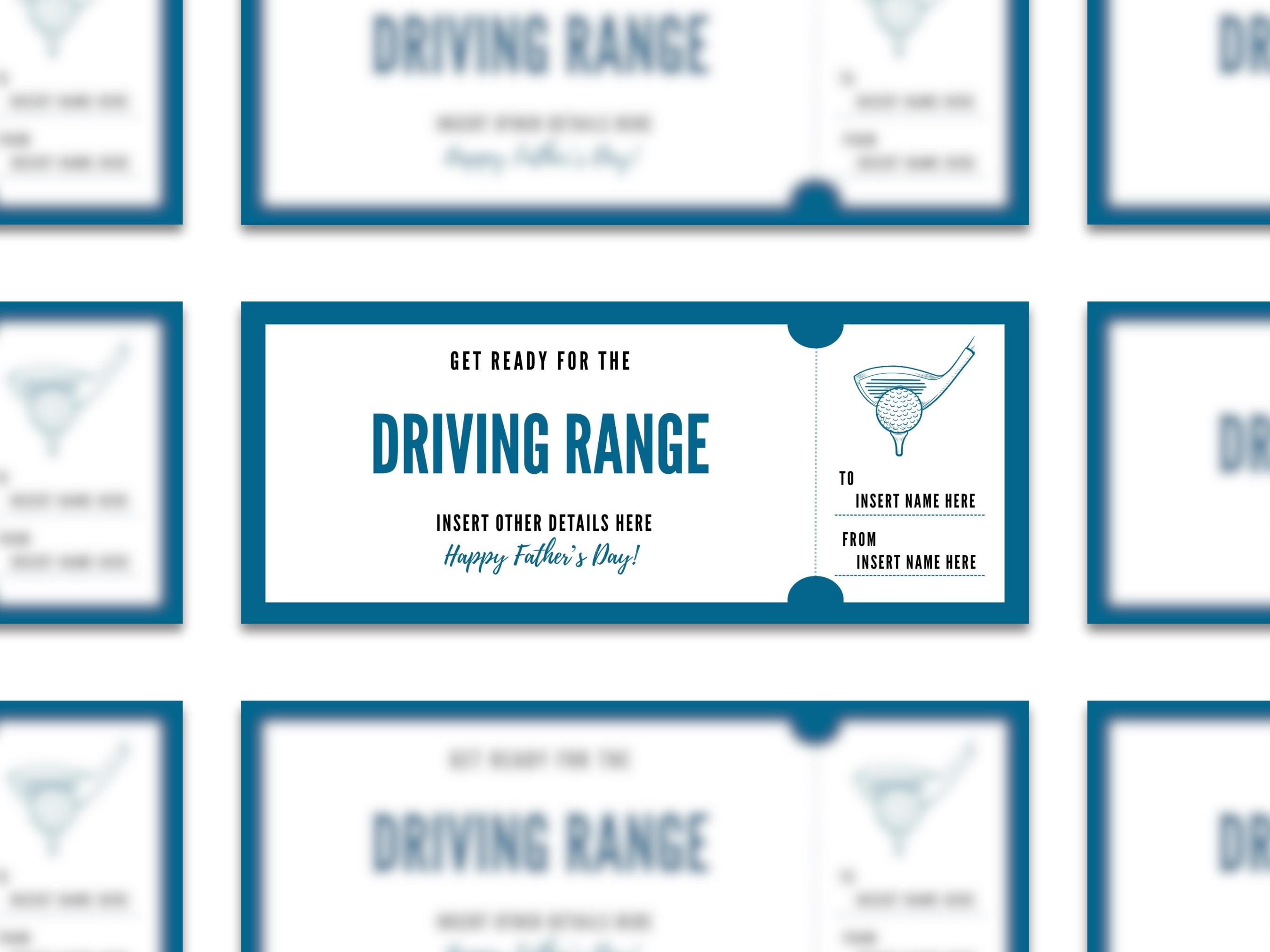 Editable Driving Range Gift Certificate, Custom Golf Driving Range ...
