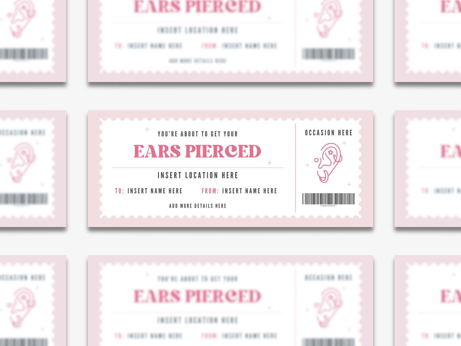 Editable Ear Piercing Coupon Template, Custom Ears Pierced Gift ...