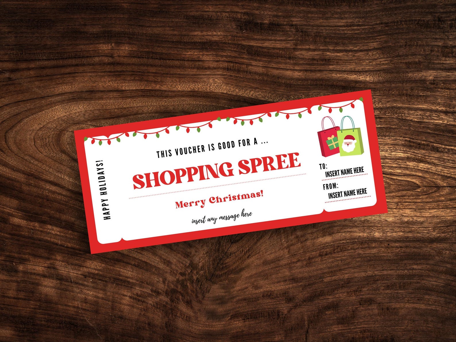Editable Holiday Shopping Spree Coupon Template, Custom Shopping Ticket ...