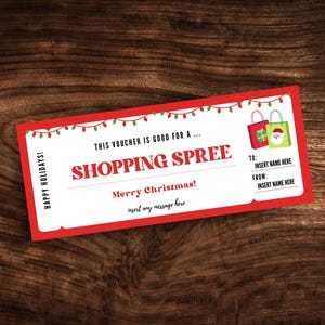 Editable Holiday Shopping Spree Coupon Template, Custom Shopping Ticket ...