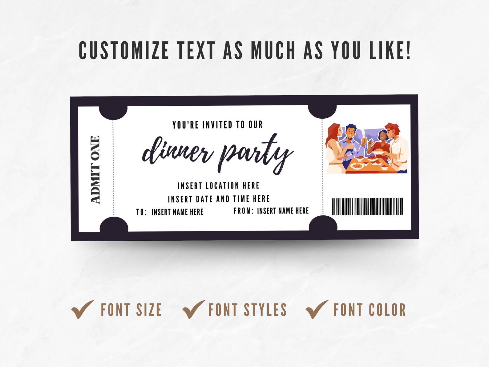 Custom Dinner Party Coupon, Printable Surprise Dinner Party Invitation ...