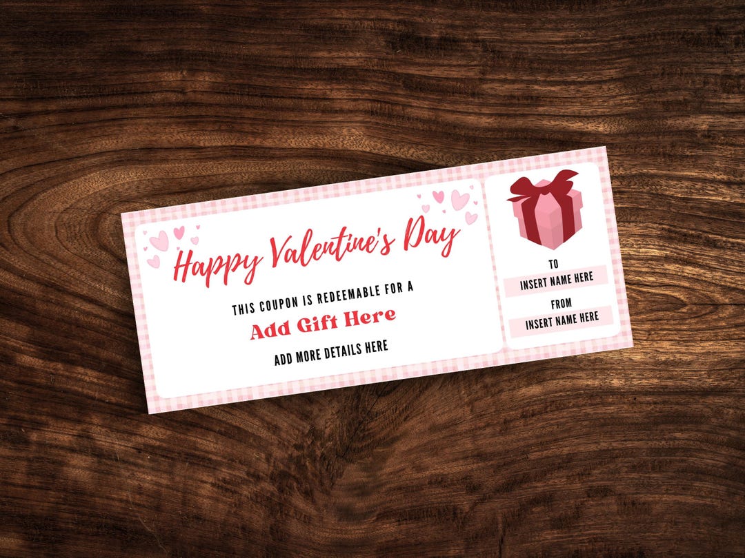 Editable Valentine's Day Gift Certificate Template, Custom Valentine's ...