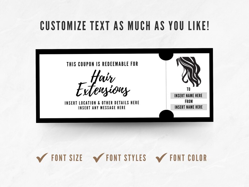 Editable Hair Extension Coupon, Printable Salon Service Ticket Template ...