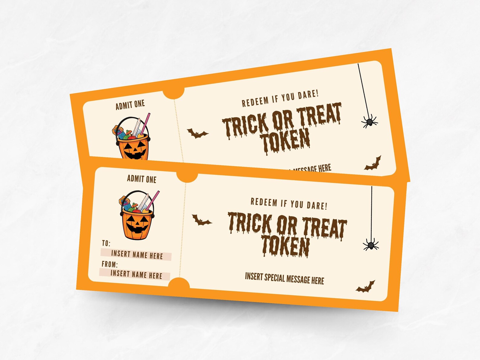 Editable Trick or Treat Token Coupon, Printable Halloween Candy ...