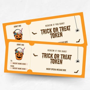 Editable Trick or Treat Token Coupon, Printable Halloween Candy ...