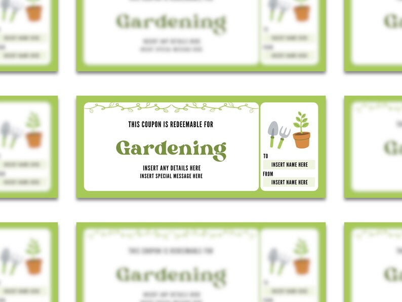Custom Gardening Gift Certificate, Editable Landscaping Voucher ...