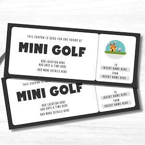 Custom Mini Golf Ticket Template, Editable Round of Mini Golf Coupon ...