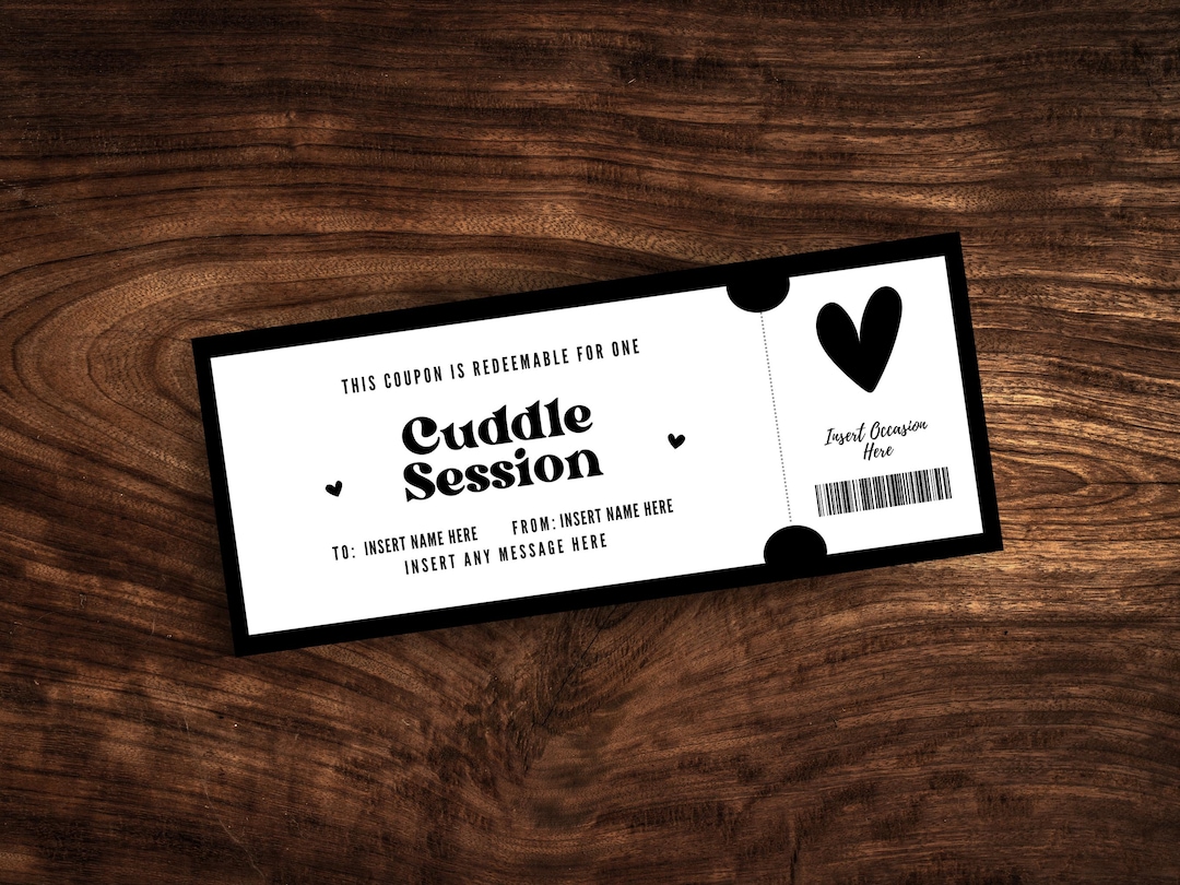 Editable Cuddle Session Coupon Template, Custom Cuddle Coupon ...