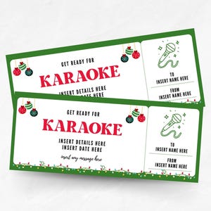 Editable Christmas Karaoke Night Coupon, Custom Holiday Karaoke Ticket ...