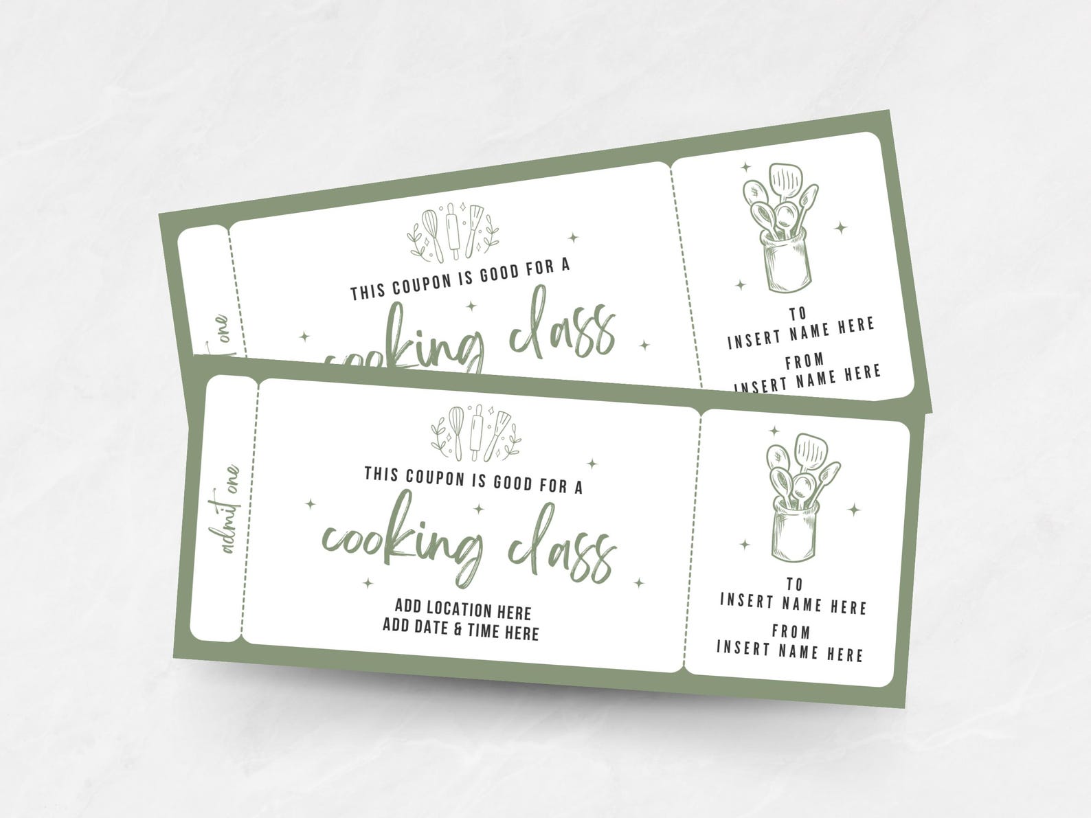 Printable Cooking Class Coupon Template, Editable Cooking Class Ticket Template, Custom Cooking ...