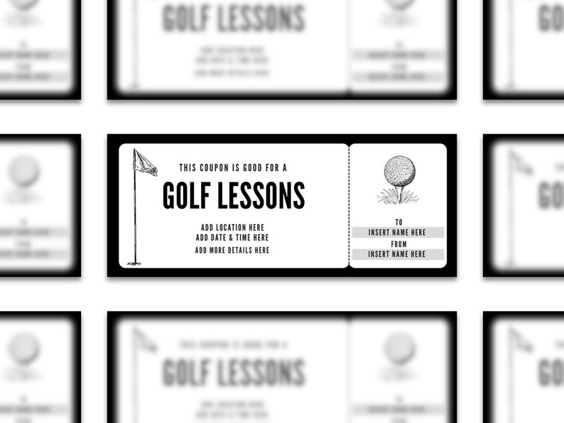 Editable Golf Lesson Gift Certificate, Custom Golf Class Coupon ...