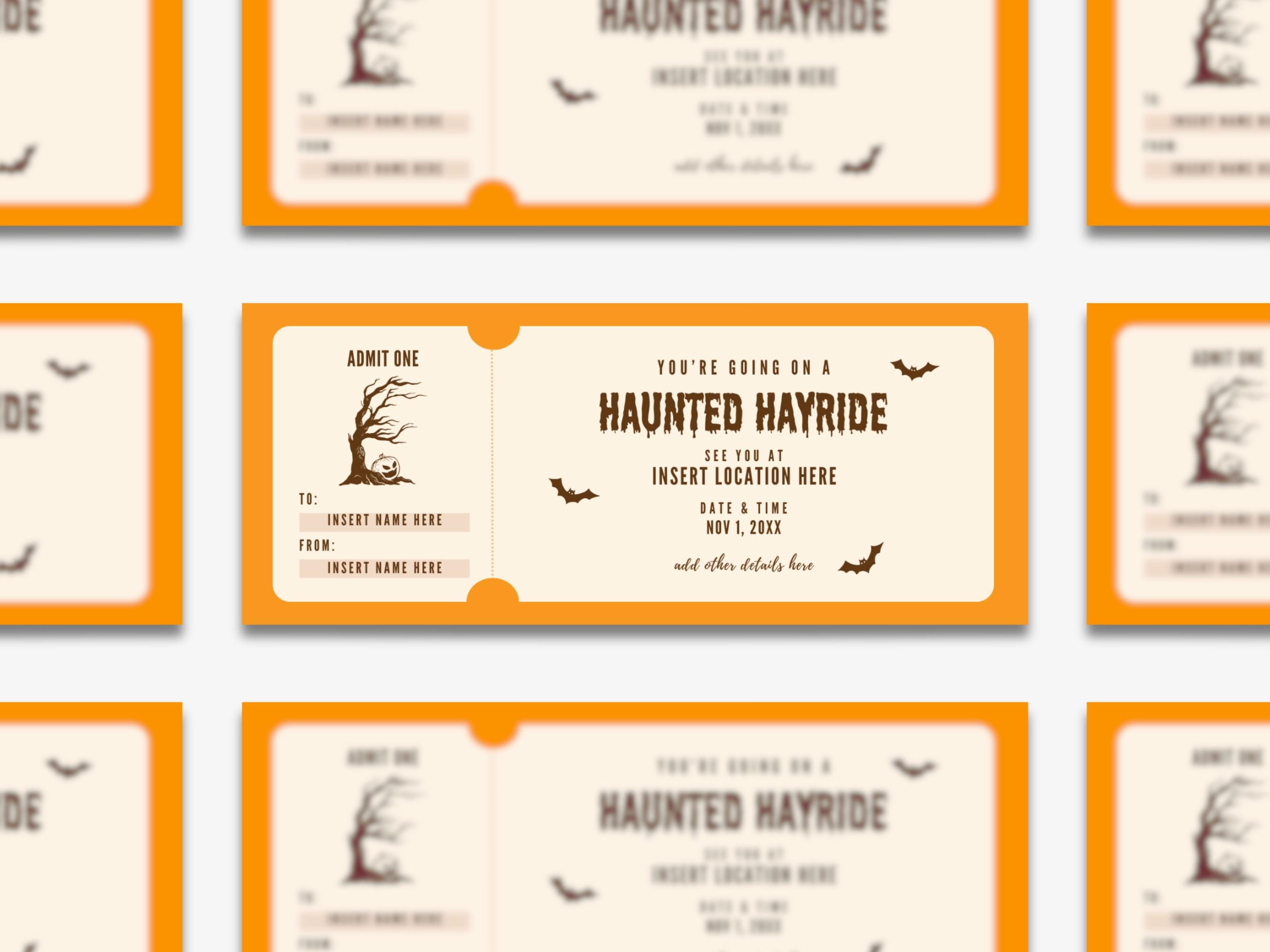 Editable Haunted Hayride Coupon, Custom Haunted Hayride Ticket Template ...