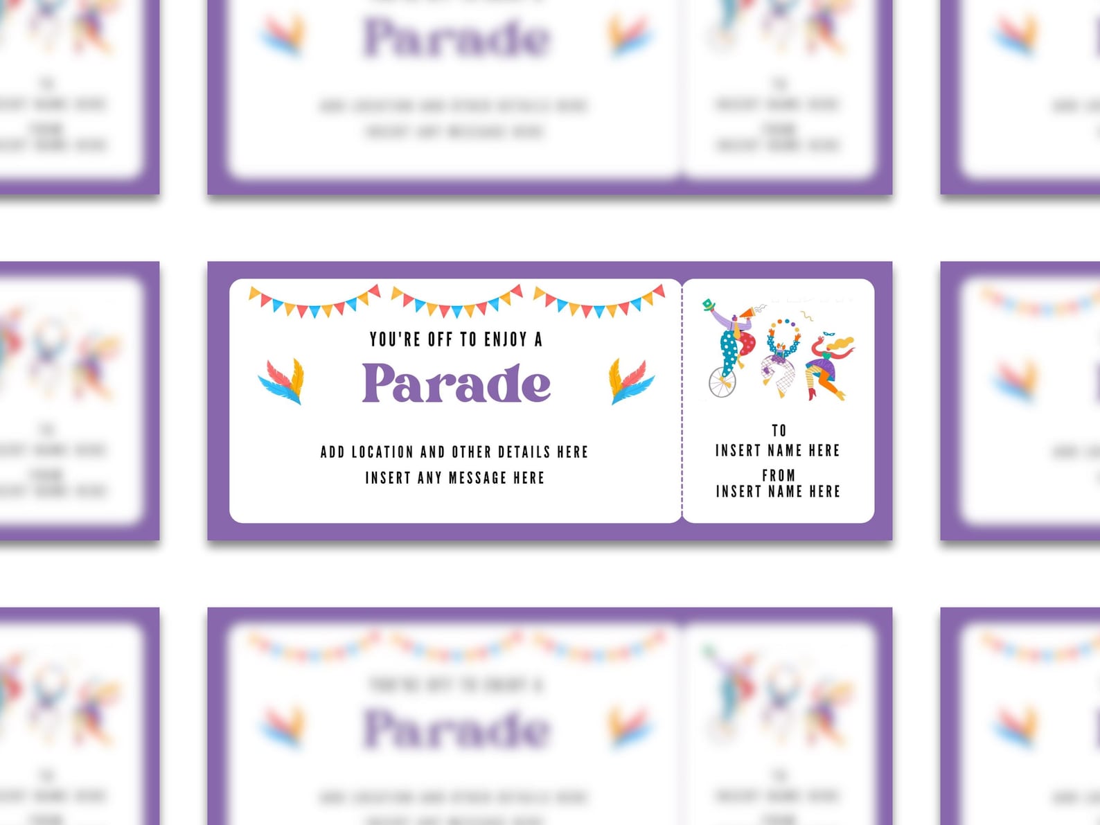 Custom Parade Ticket Template, Editable Parade Coupon, Surprise Parade ...