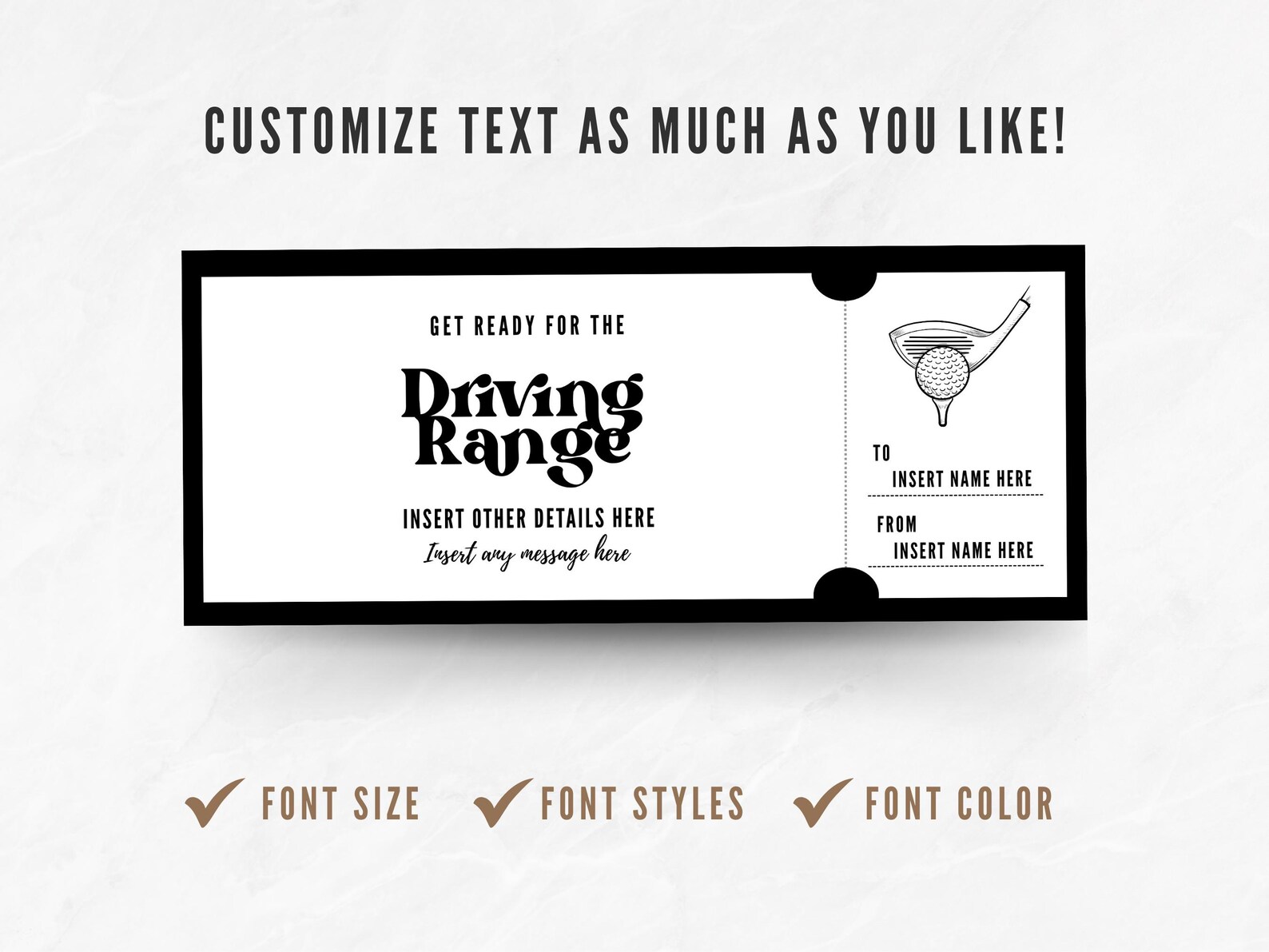 Editable Driving Range Gift Certificate, Custom Golf Driving Range ...