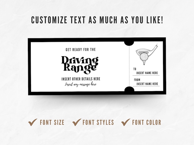 Editable Driving Range Gift Certificate, Custom Golf Driving Range ...