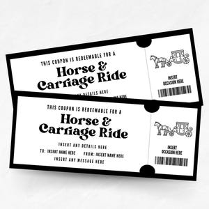 Custom Horse and Carriage Ride Ticket Template, Editable Horse & Buggy ...