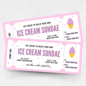Editable Build Your Own Ice Cream Sundae Coupon, Custom Ice Cream Date ...