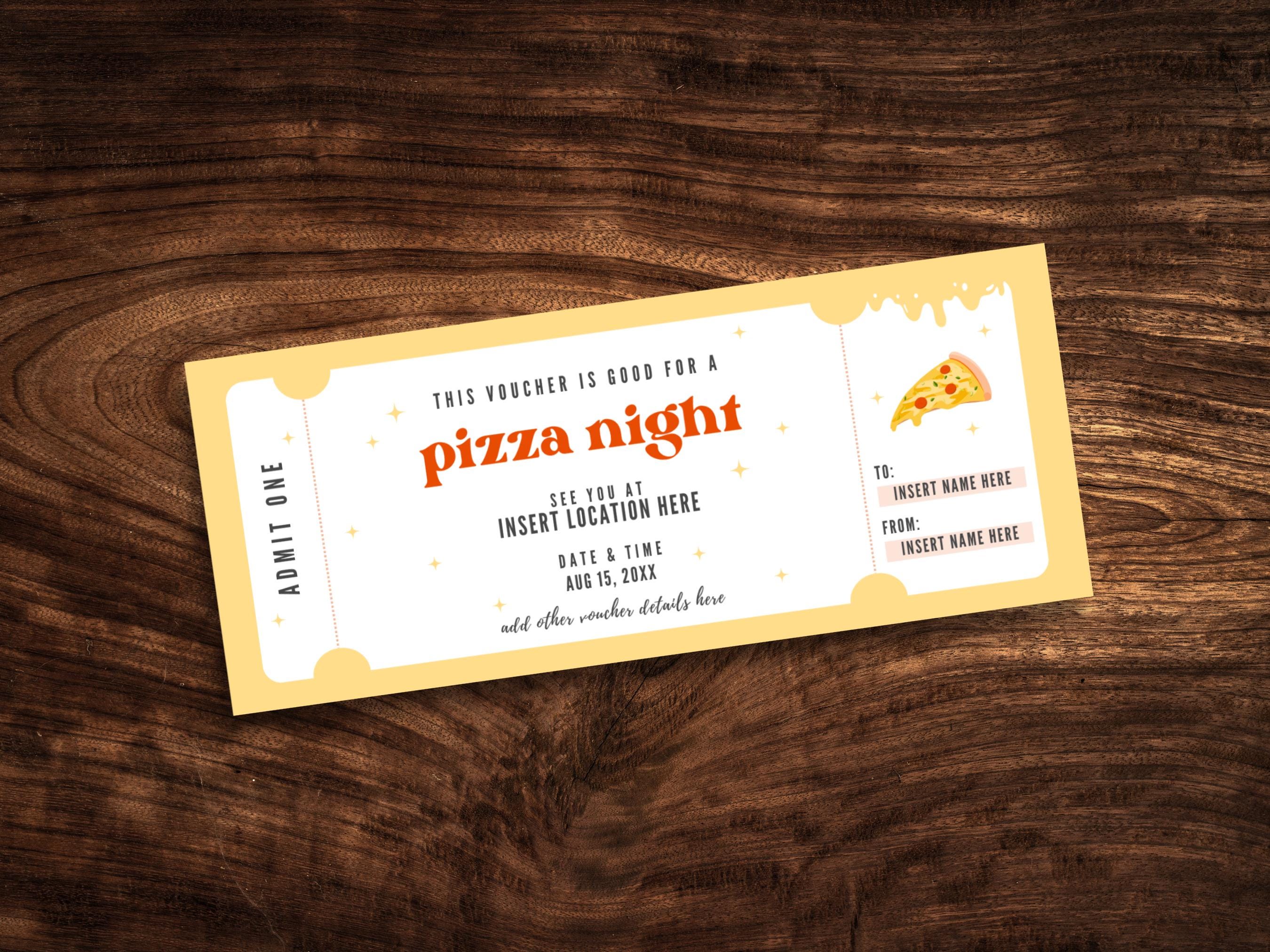Editable Pizza Night Coupon, Custom Pizza Date Night Gift Certificate ...