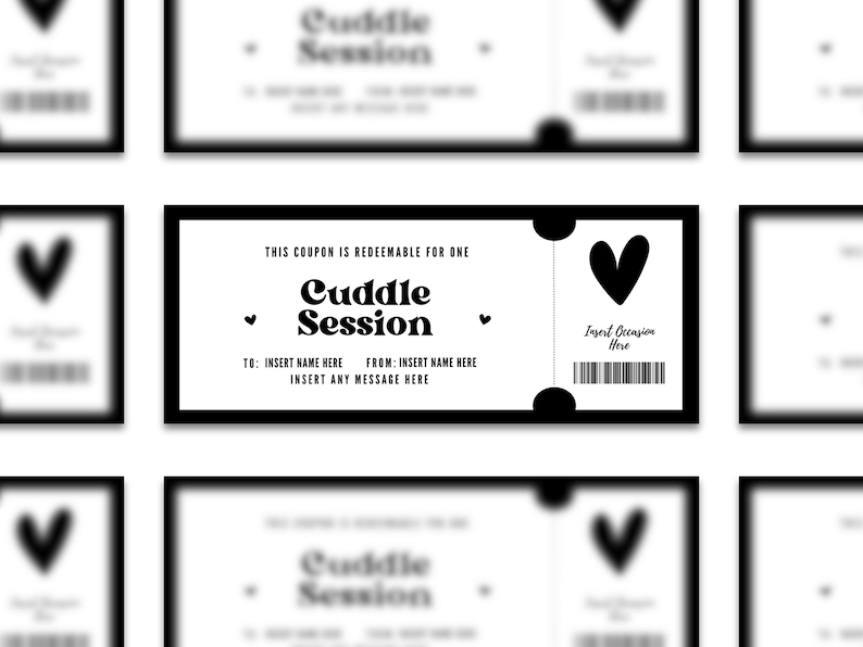Editable Cuddle Session Coupon Template, Custom Cuddle Coupon ...