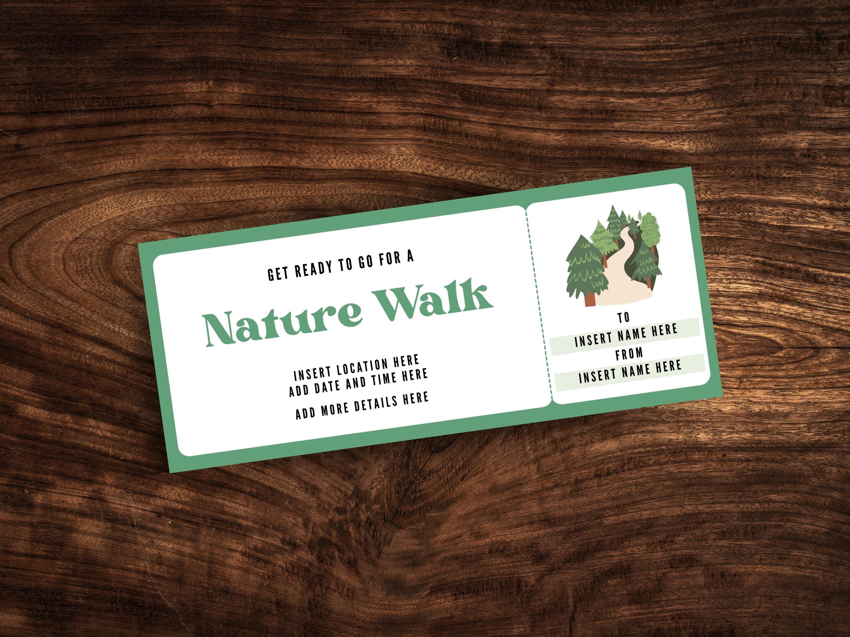 Editable Nature Walk Coupon, Custom Wilderness Nature Hike Gift ...