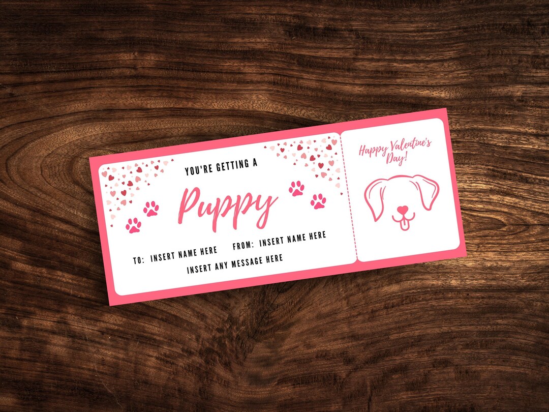 Editable New Puppy Coupon Template, Custom New Dog Ticket Template ...