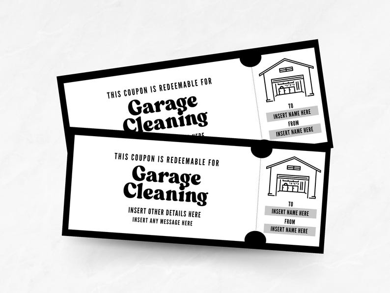 Editable Garage Cleaning Coupon, Custom Cleaning Service Gift ...
