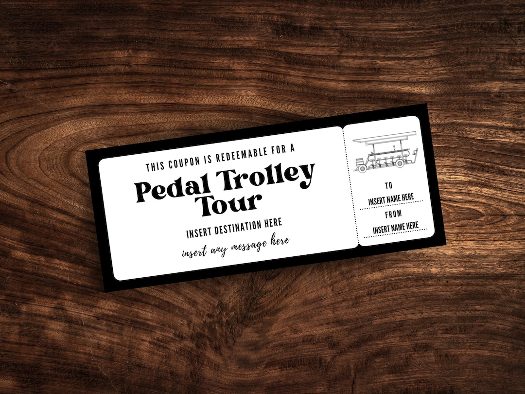 Editable Pedal Trolley Tour Ticket Template, Printable Party Bike Tour ...
