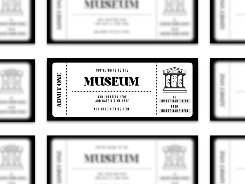 Custom Museum Ticket Template, Printable Museum Gallery Coupon ...