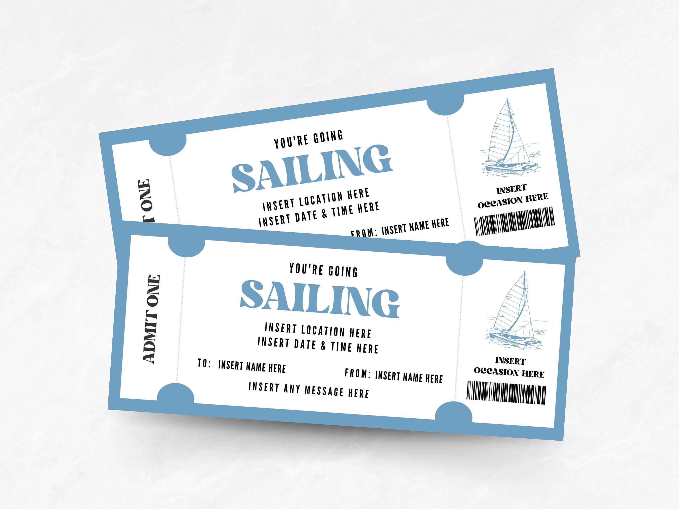 Editable Sailing Trip Ticket, Printable Sail Boat Boarding Pass Coupon ...