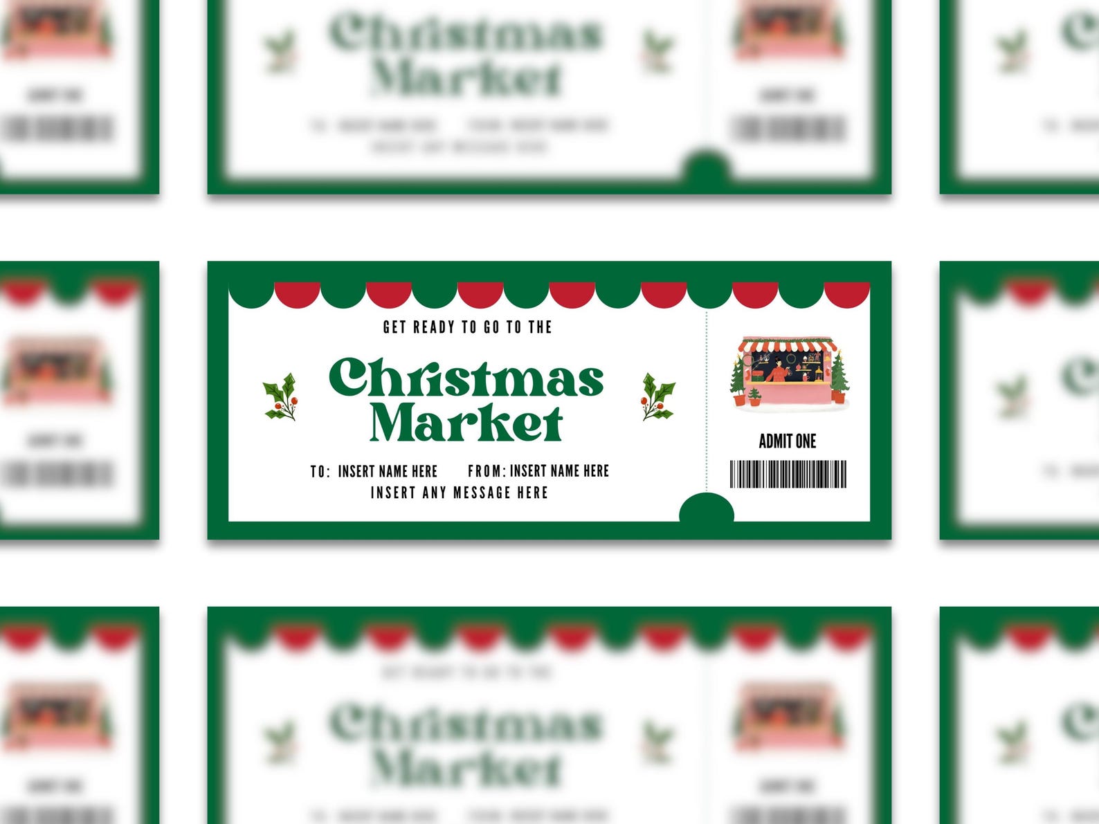 Editable Christmas Market Ticket Template, Custom Christmas Market ...