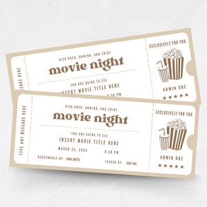 Editable Movie Night Coupon, Custom Movie Voucher, Digital Ticket ...