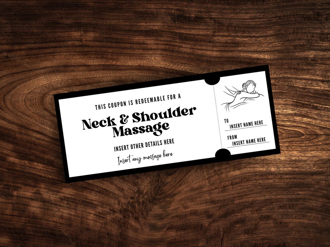 Editable Neck & Shoulder Massage Gift Certificate Template, Printable ...