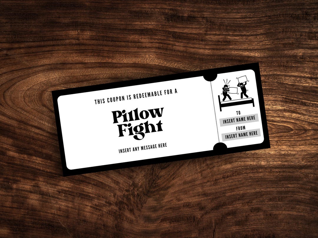 Editable Pillow Fight Coupon Template, Custom PJ Party Sleepover ...