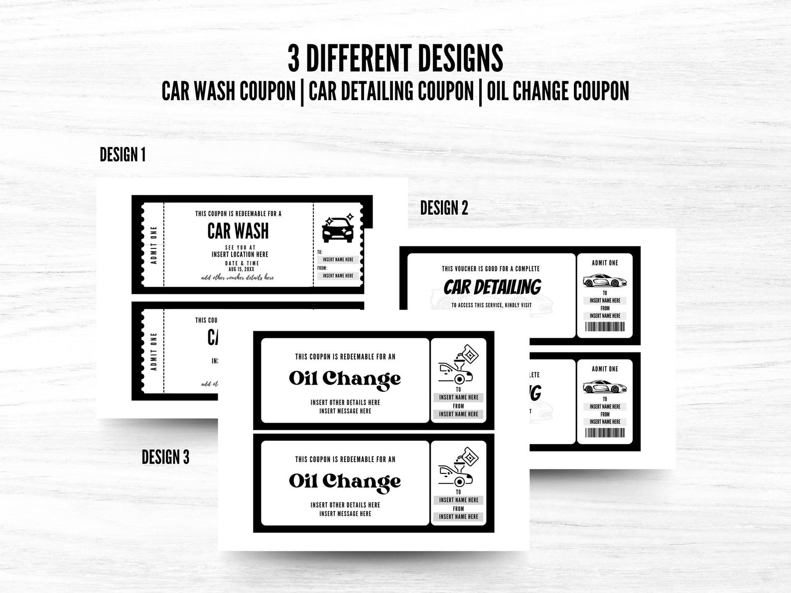 Editable Car Service Coupon Bundle, Custom Car Wash Ticket, Printable ...