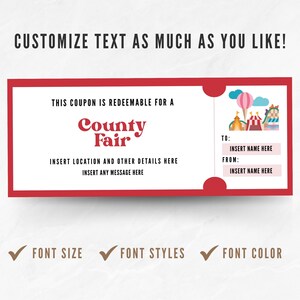 Custom County Fair Ticket Template, Editable County Fair Coupon ...