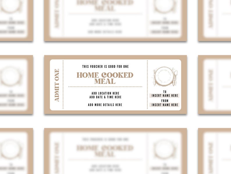 Editable Home Cooked Meal Coupon, Printable Homemade Meal Ticket ...