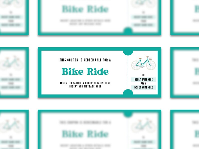 Editable Bike Ride Coupon Template, Custom Bicycle Ride Voucher ...