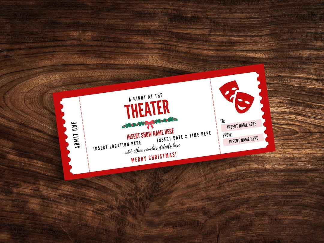 Custom Theater Ticket Template, Printable Play Show Ticket Coupon ...