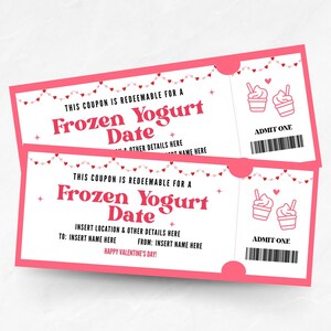 Editable Frozen Yogurt Coupon, Custom Fro Yo Date Gift Certificate ...