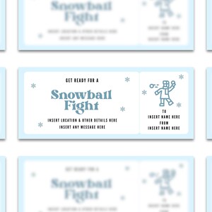 Editable Snowball Fight Ticket Template, Custom Snowball Fight Coupon ...