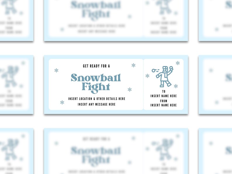Editable Snowball Fight Ticket Template, Custom Snowball Fight Coupon ...