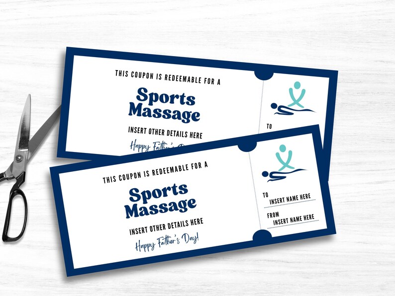 Editable Sports Massage Gift Certificate, Custom Sports Massage Father ...